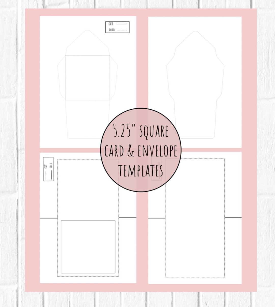 5.25" Square Card and Envelop Templates, Square Envelope Templates ...