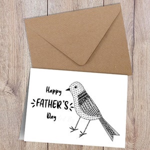 Bird Fathers Day Card, Fathers Day Card, Printable Card, Zentangle Bird ...