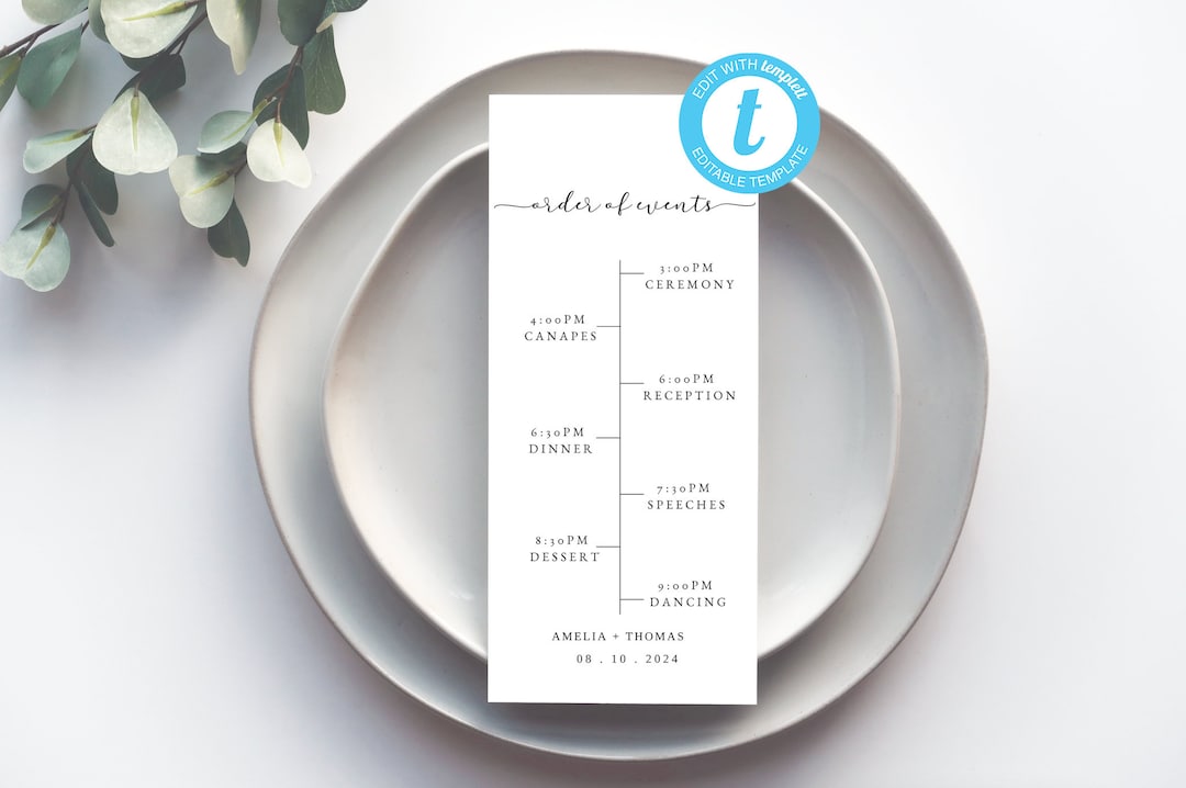 Classic Wedding Program Template, Elegant Wedding Program Printable ...