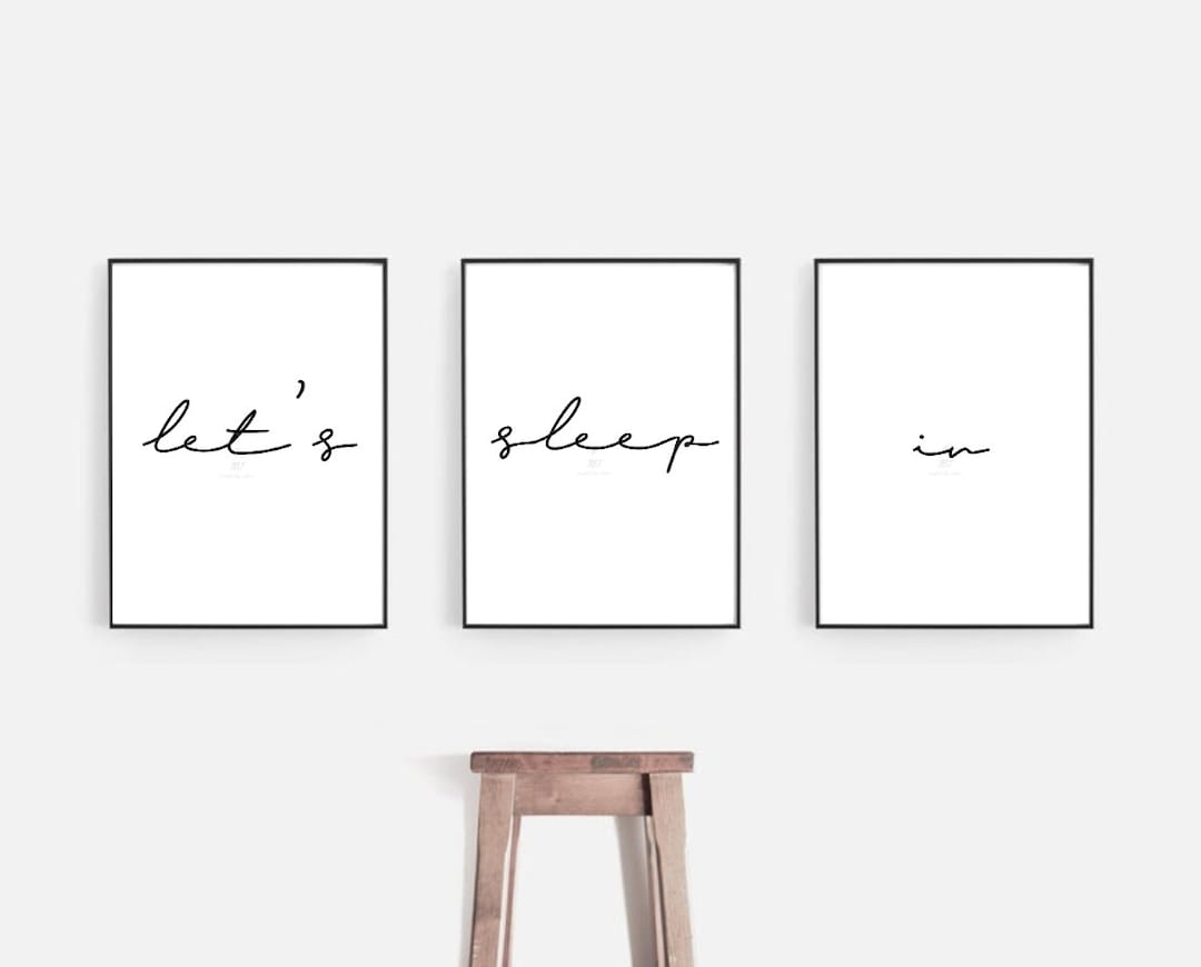 Set of 3 Prints, Let's Sleep in Printable Bedroom Wall Art, Home Decor ...