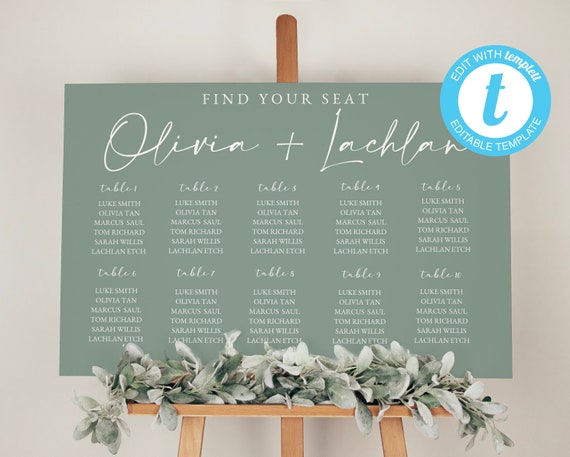 Landscape Wedding Seating Chart Sage Seating Chart for - Etsy