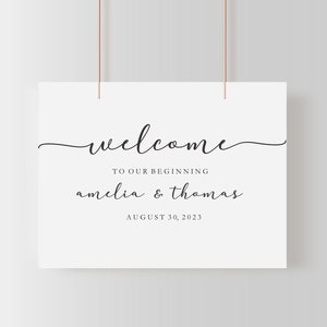 Welcome to Our Beginning Sign Template, Personalised Sign, Wedding ...