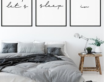 Set of 3 Prints,let's Sleep in Printable,bedroom Wall Art,home Decor ...