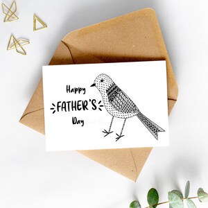 Bird Fathers Day Card, Fathers Day Card, Printable Card, Zentangle Bird ...