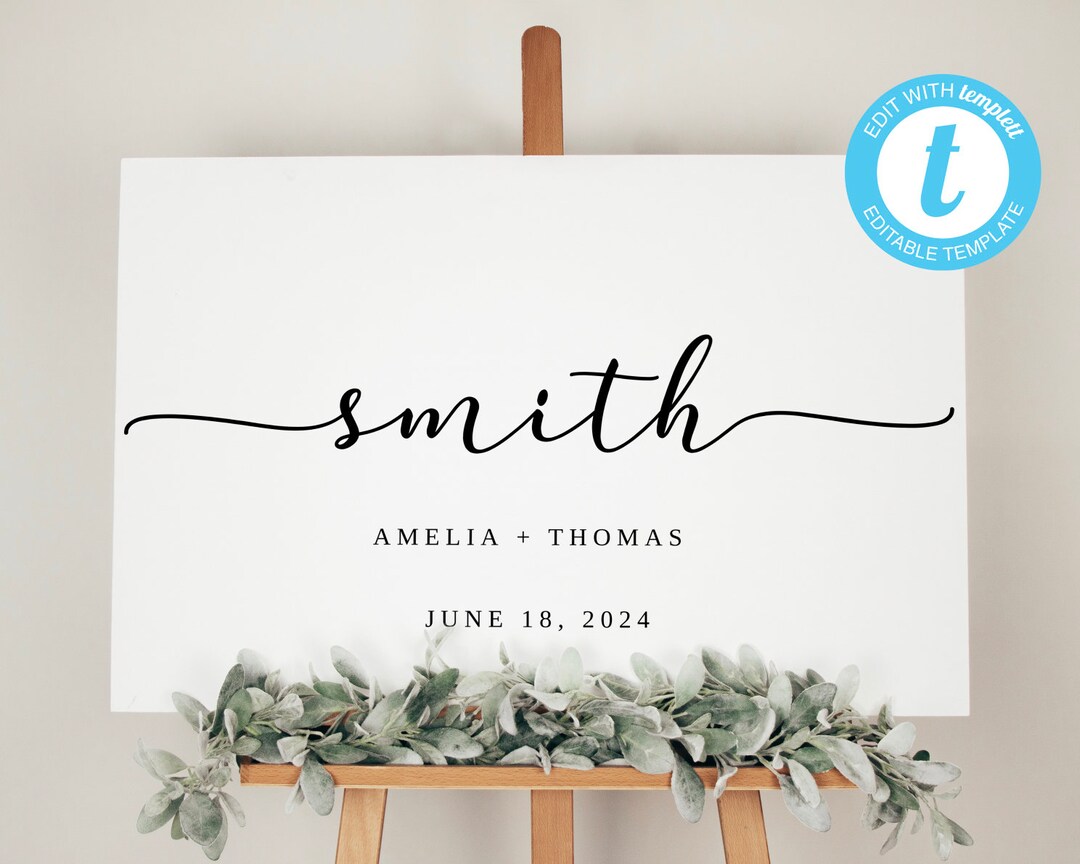 Surname Welcome Wedding Sign, Welcome to Our Wedding Sign, Customised ...