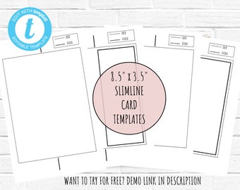 8.5 X 3.5 Slimline Card Templates Instant Download Greeting | Etsy