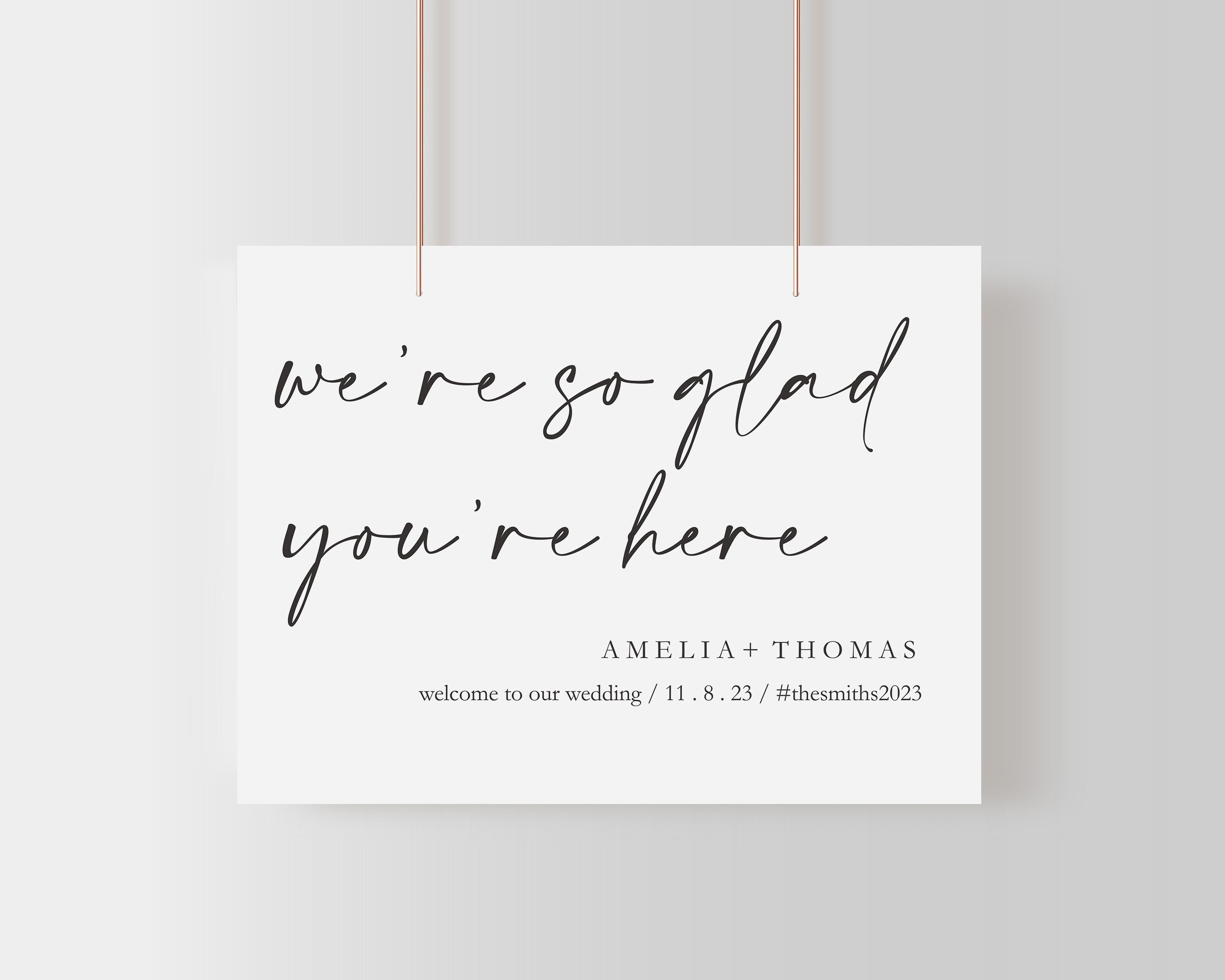 We're so Glad You're Here Wedding Sign Template - Etsy