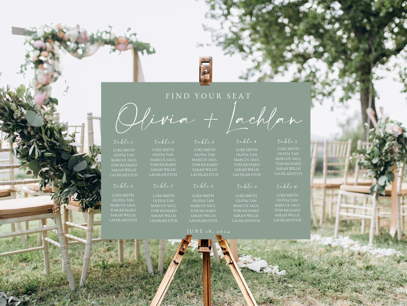 Landscape Wedding Seating Chart Sage Seating Chart for - Etsy