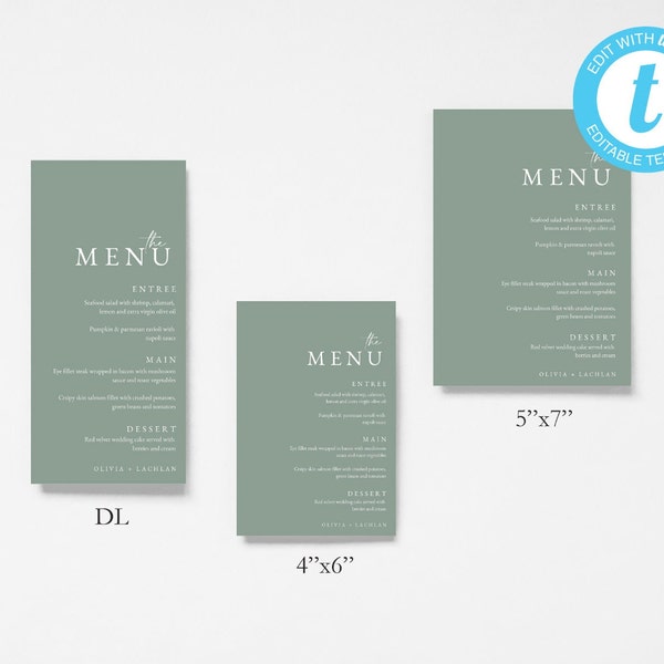 4x6 Menu Wedding - Etsy