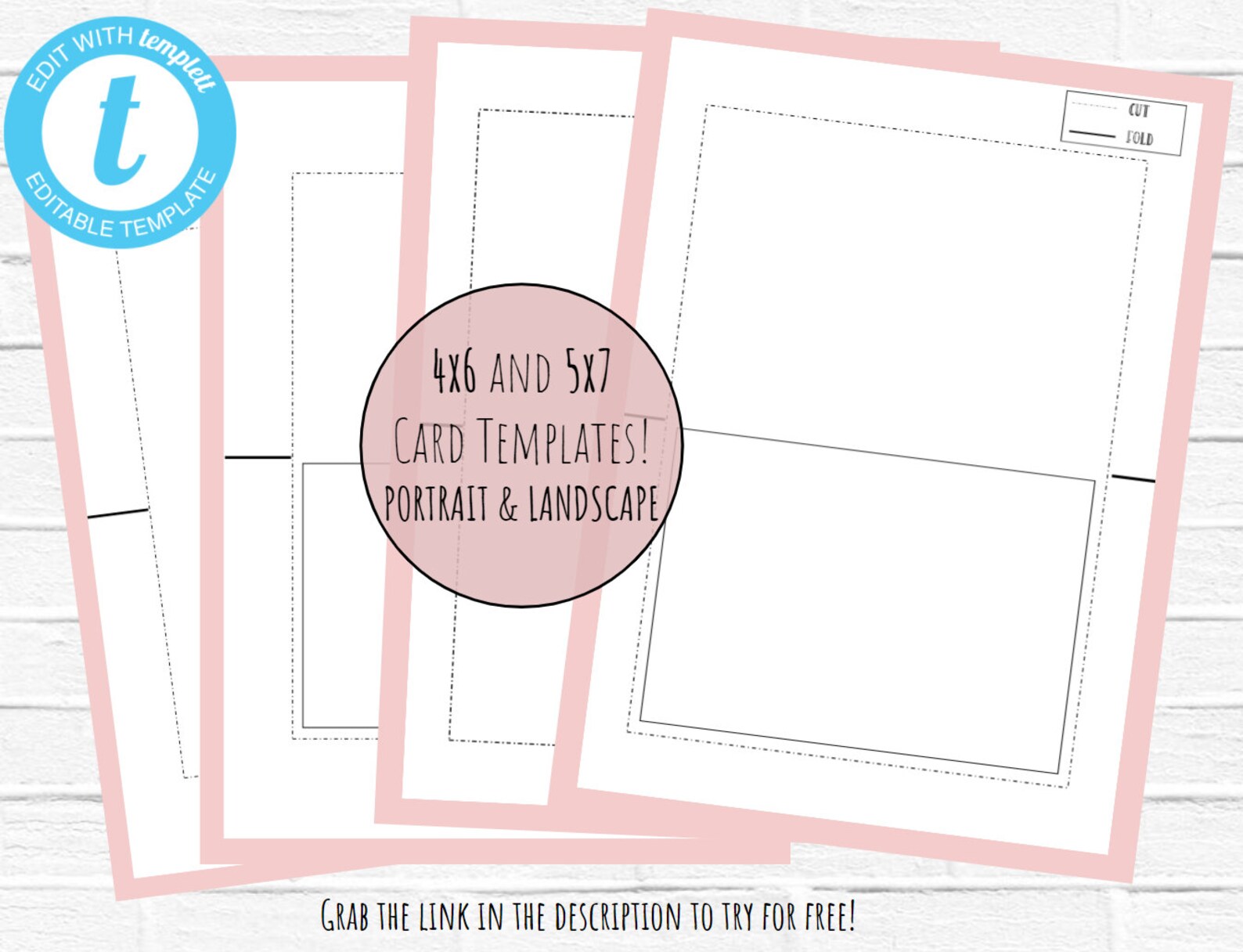 5x7 and 4x6 Card Templates Instant Download Greeting Card - Etsy UK