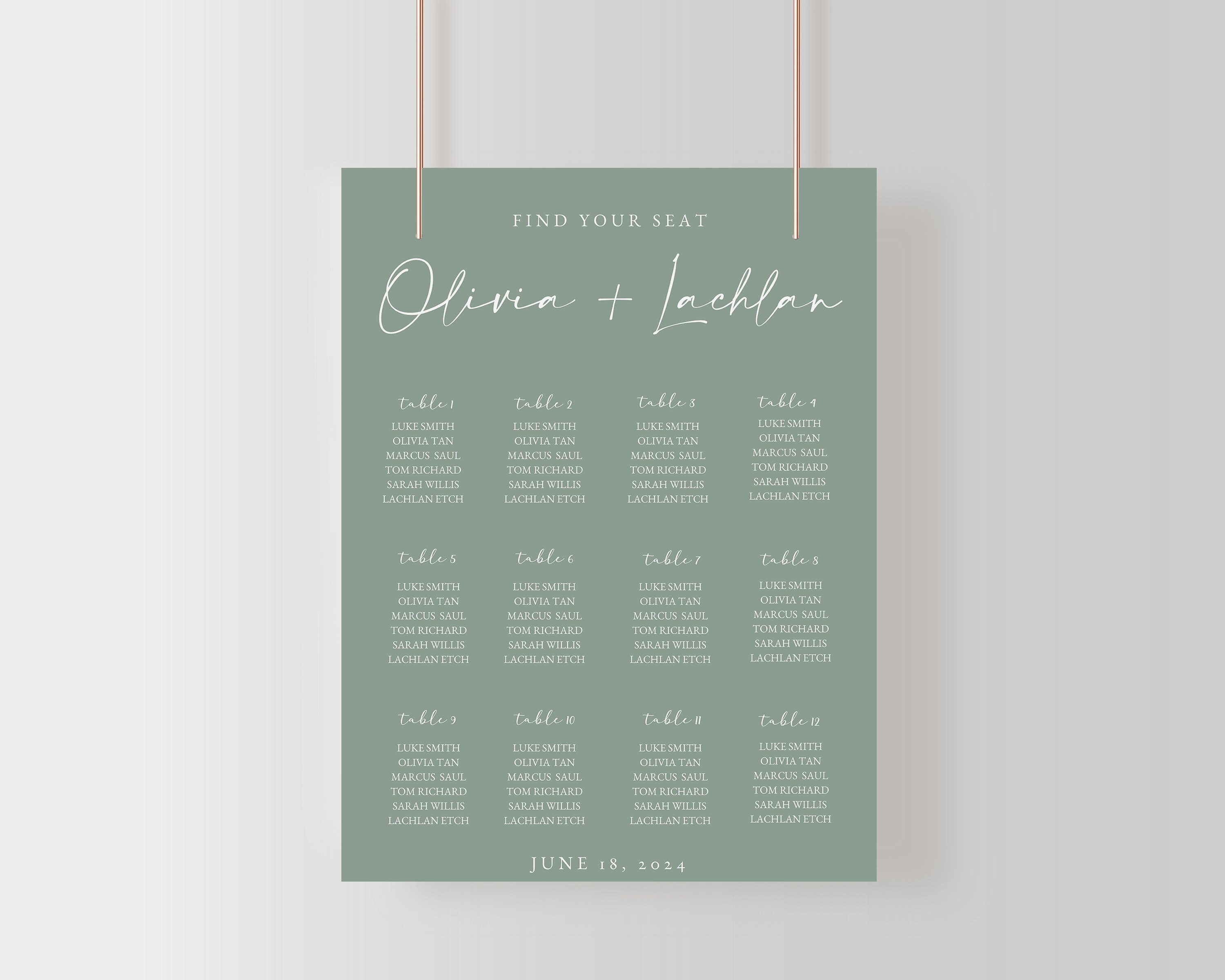 Sage Seating Chart for Wedding Personalised Sign Find Your - Etsy