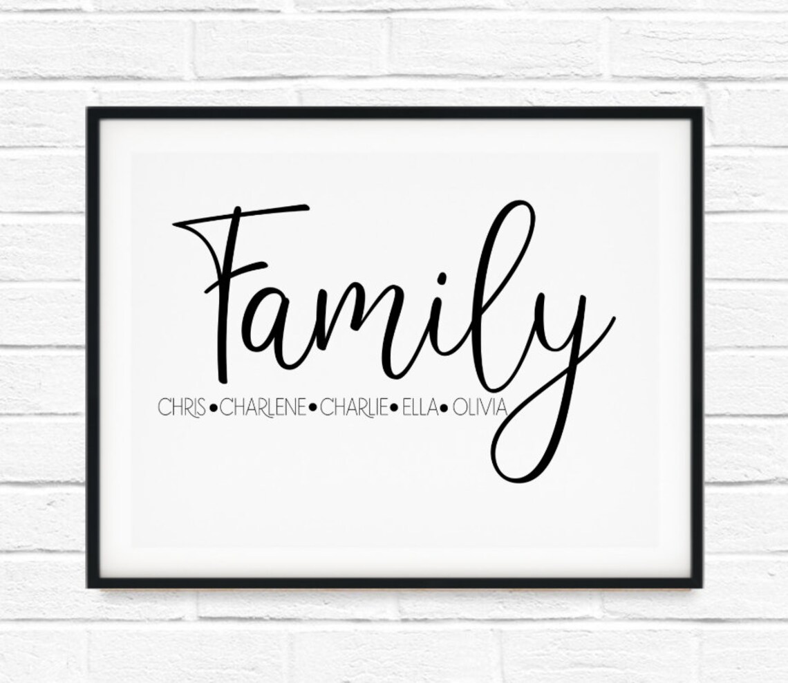 Personalised Family Wall Art, Personalized Wall Print, Large Wall Decor ...