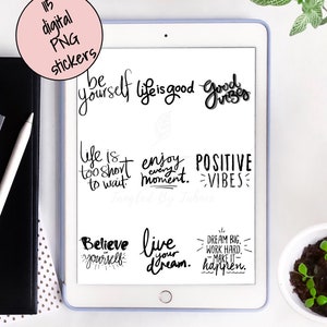 Motivational Quotes Digital Stickers, Precropped Digital Planner ...