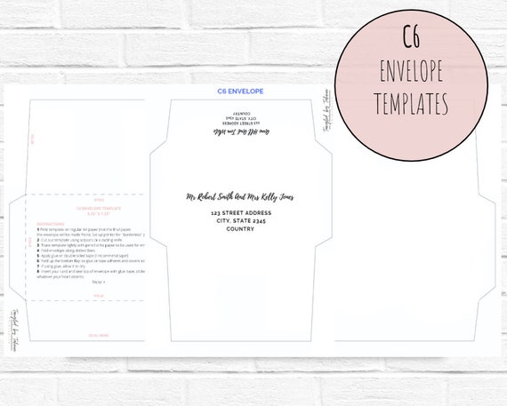Digital C6 Envelope Calligraphy C6 and A7 Envelope Template A7 Envelope ...