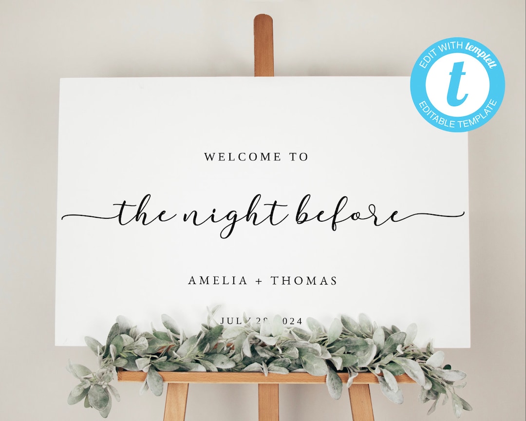 Welcome to the Night Before Wedding Sign, Welcome Sign Template ...