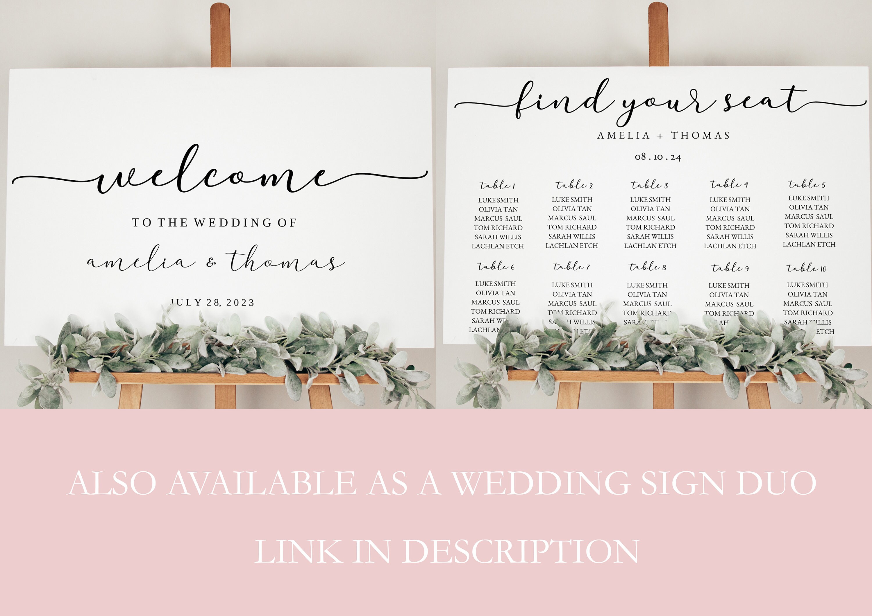 Find Your Seat Wedding Sign Template Personalised Seating - Etsy