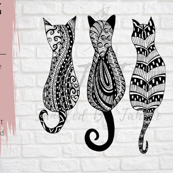 Black and White Cat Outlines - Etsy