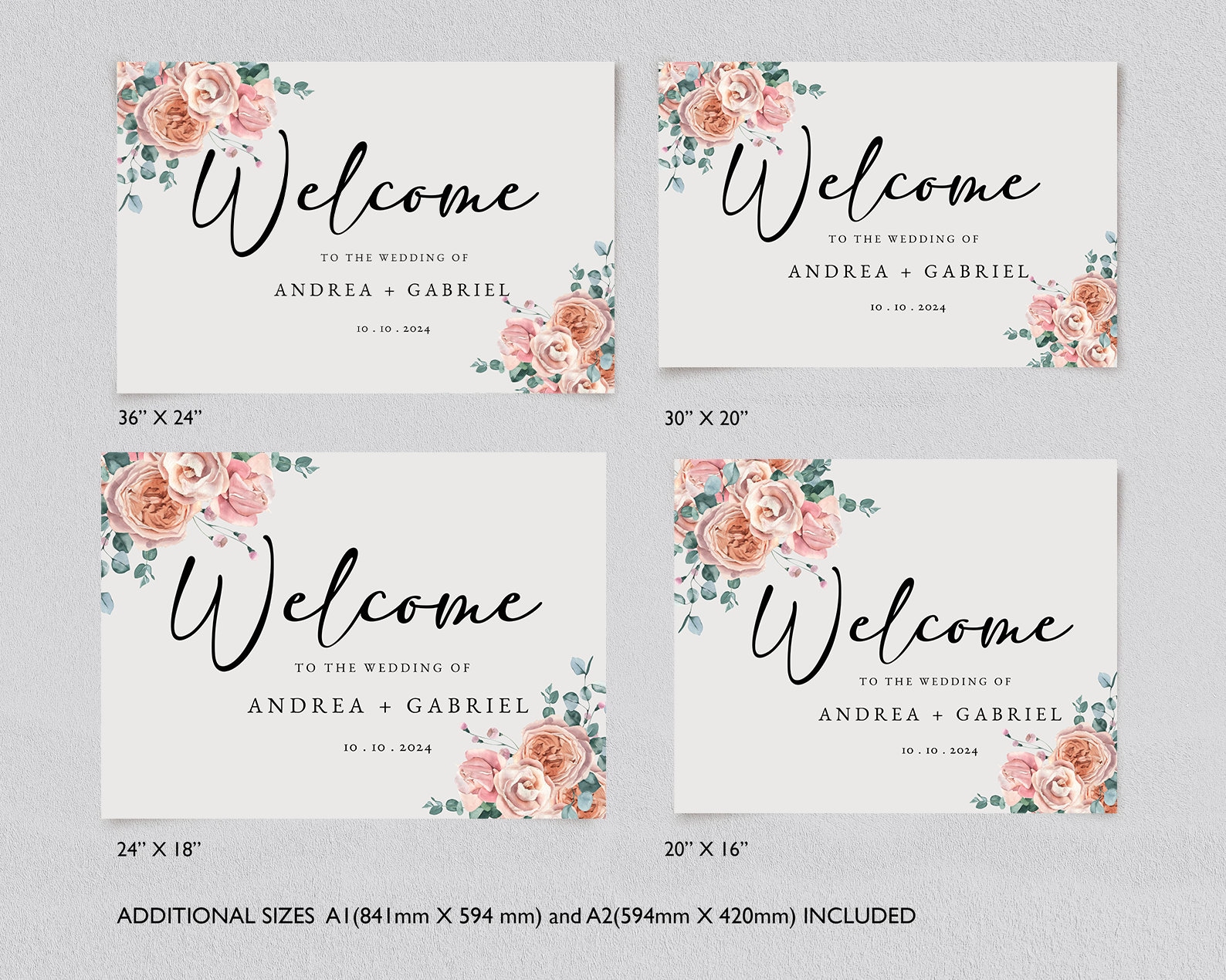 Editable Floral Wedding Wedding Sign Template Blush Wedding - Etsy