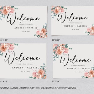 Editable Floral Wedding Wedding Sign Template, Blush Wedding Decor ...