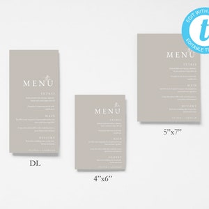 Beige Wedding Menu Template, DL Wedding Menu Template, 4x6 Wedding Menu ...