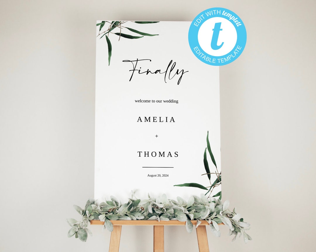 Finally Welcome Wedding Sign, Wedding Sign, Personalised Sign, Wedding ...