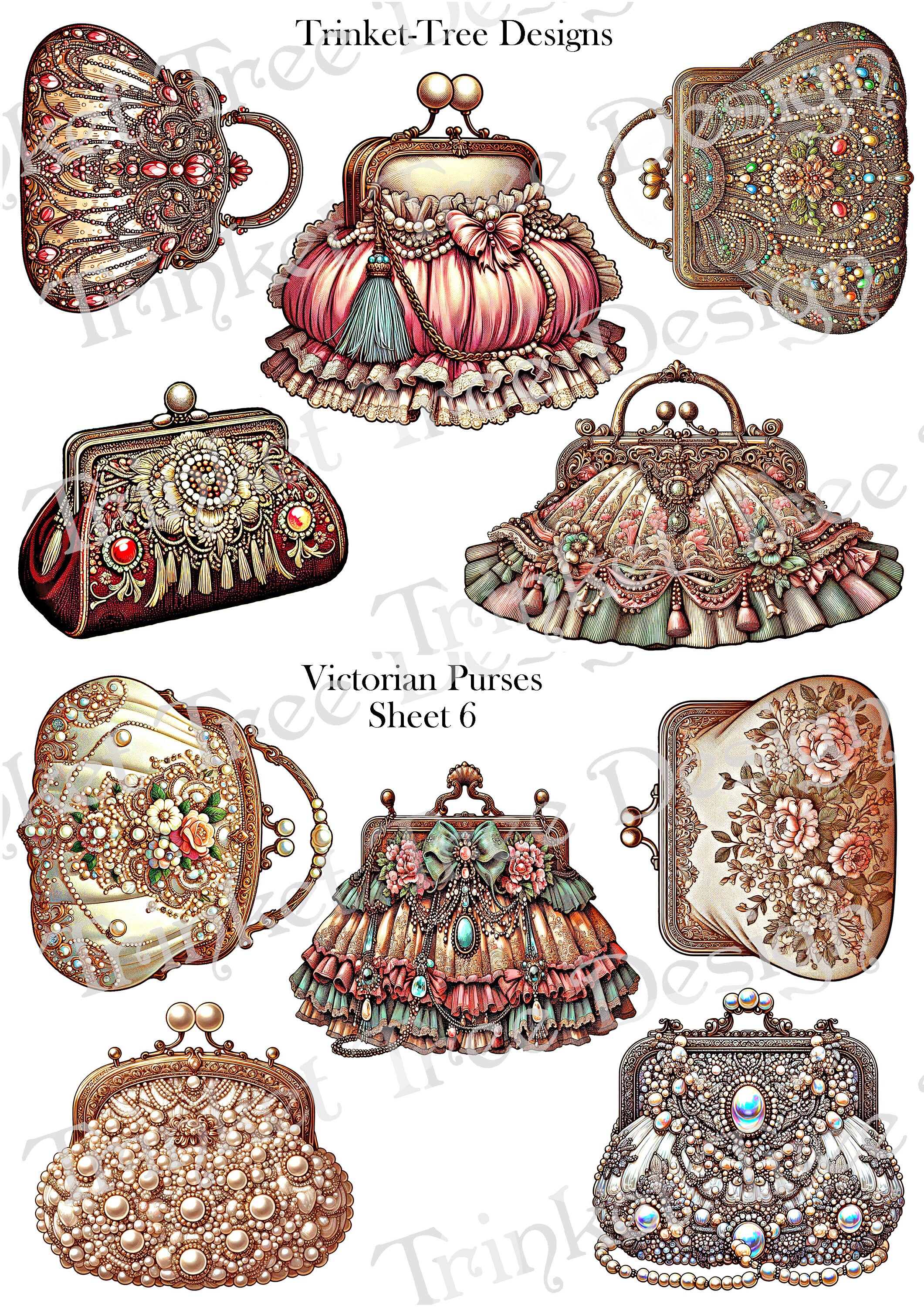 Victorian Purses Clipart Set - Etsy