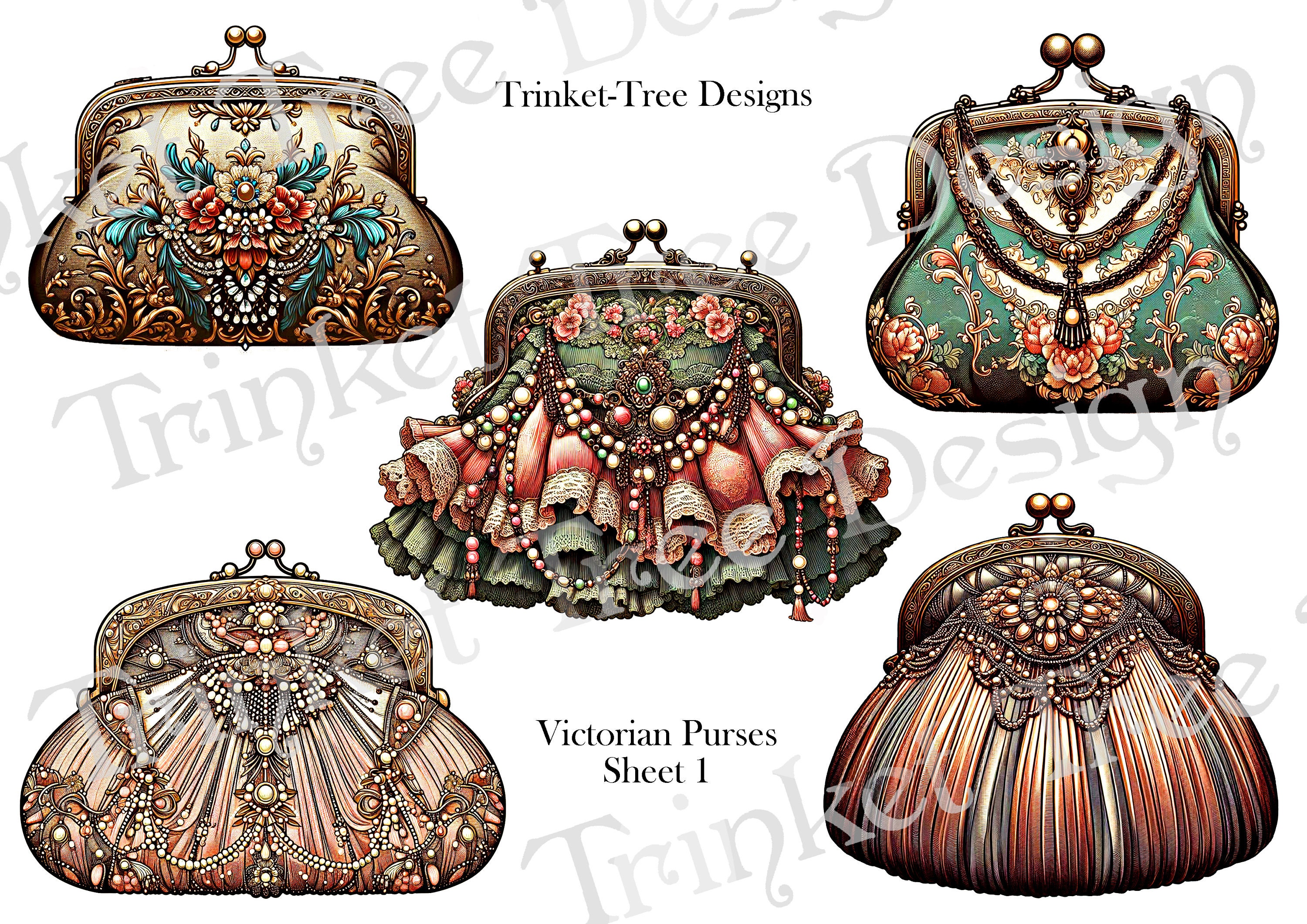 Victorian Purses Clipart Set - Etsy