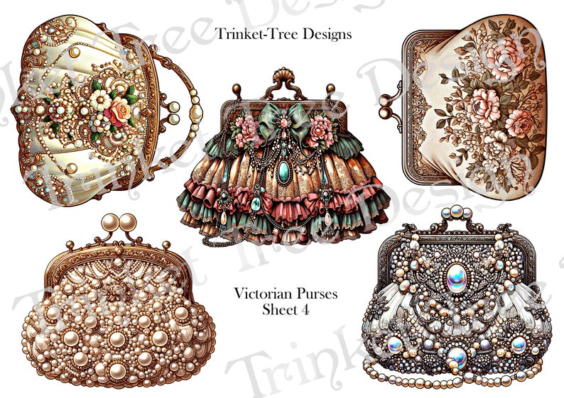 Victorian Purses Clipart Set - Etsy