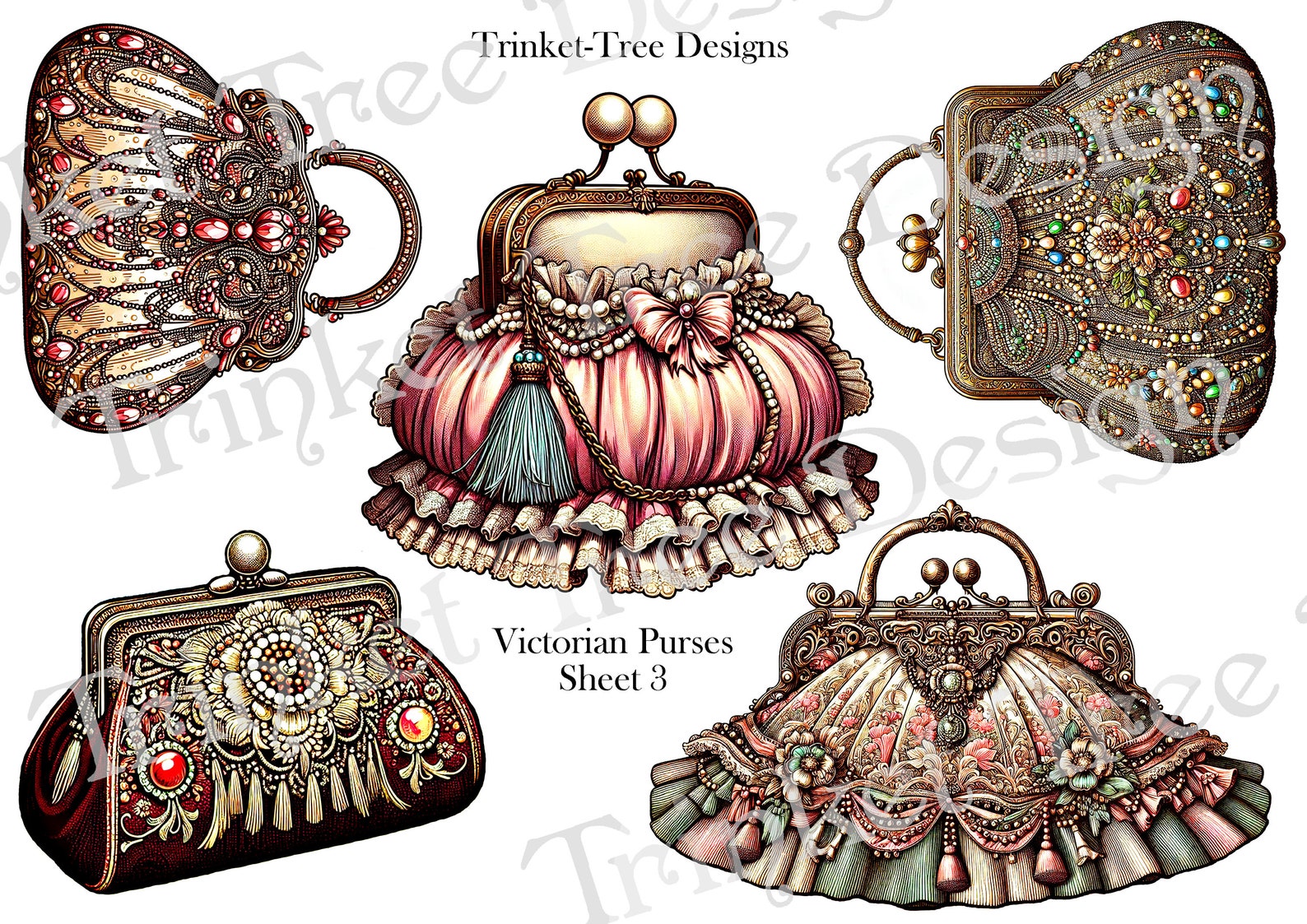 Victorian Purses Clipart Set - Etsy