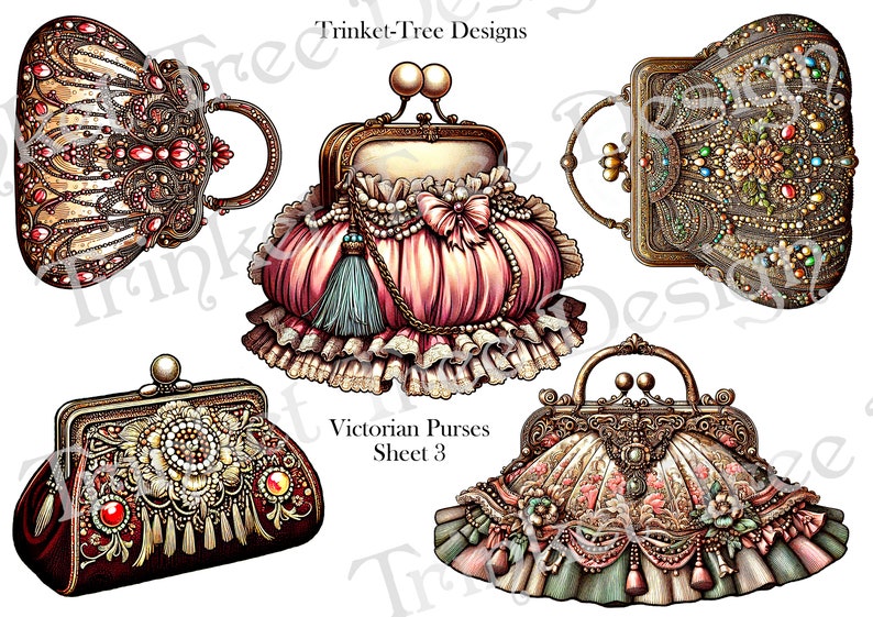 Victorian Purses Clipart Set - Etsy