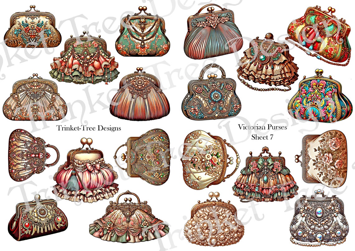 Victorian Purses Clipart Set - Etsy