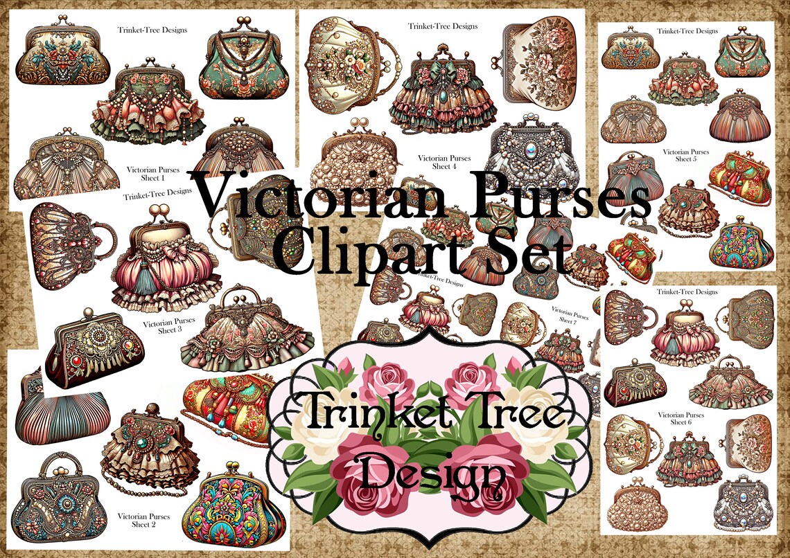 Victorian Purses Clipart Set - Etsy