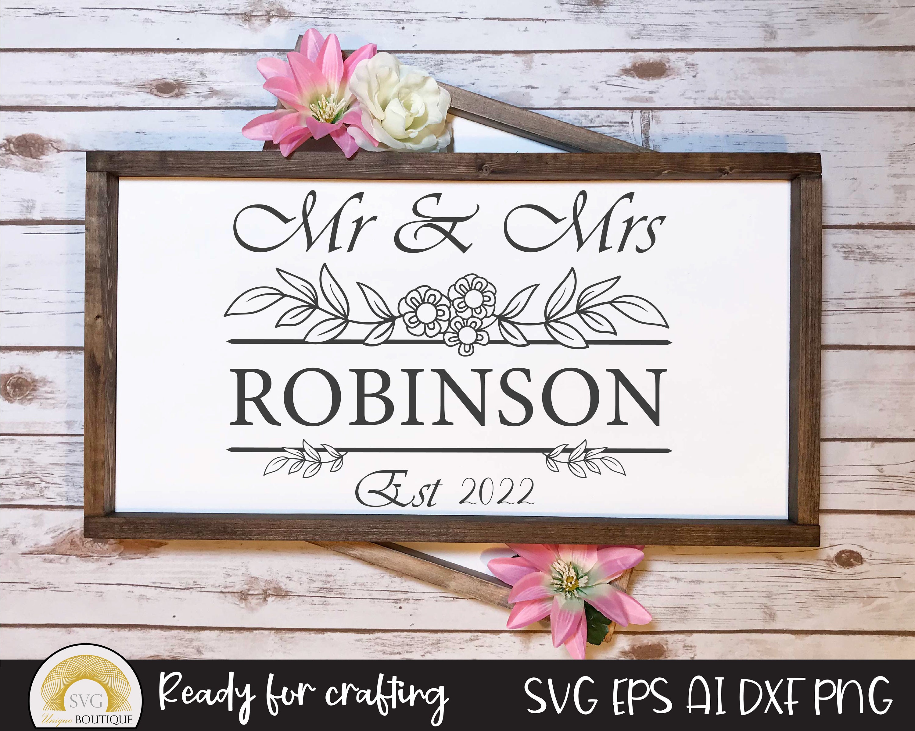 Wedding Monogram Frame Svg Mr and Mrs Svg Svg Files for | Etsy