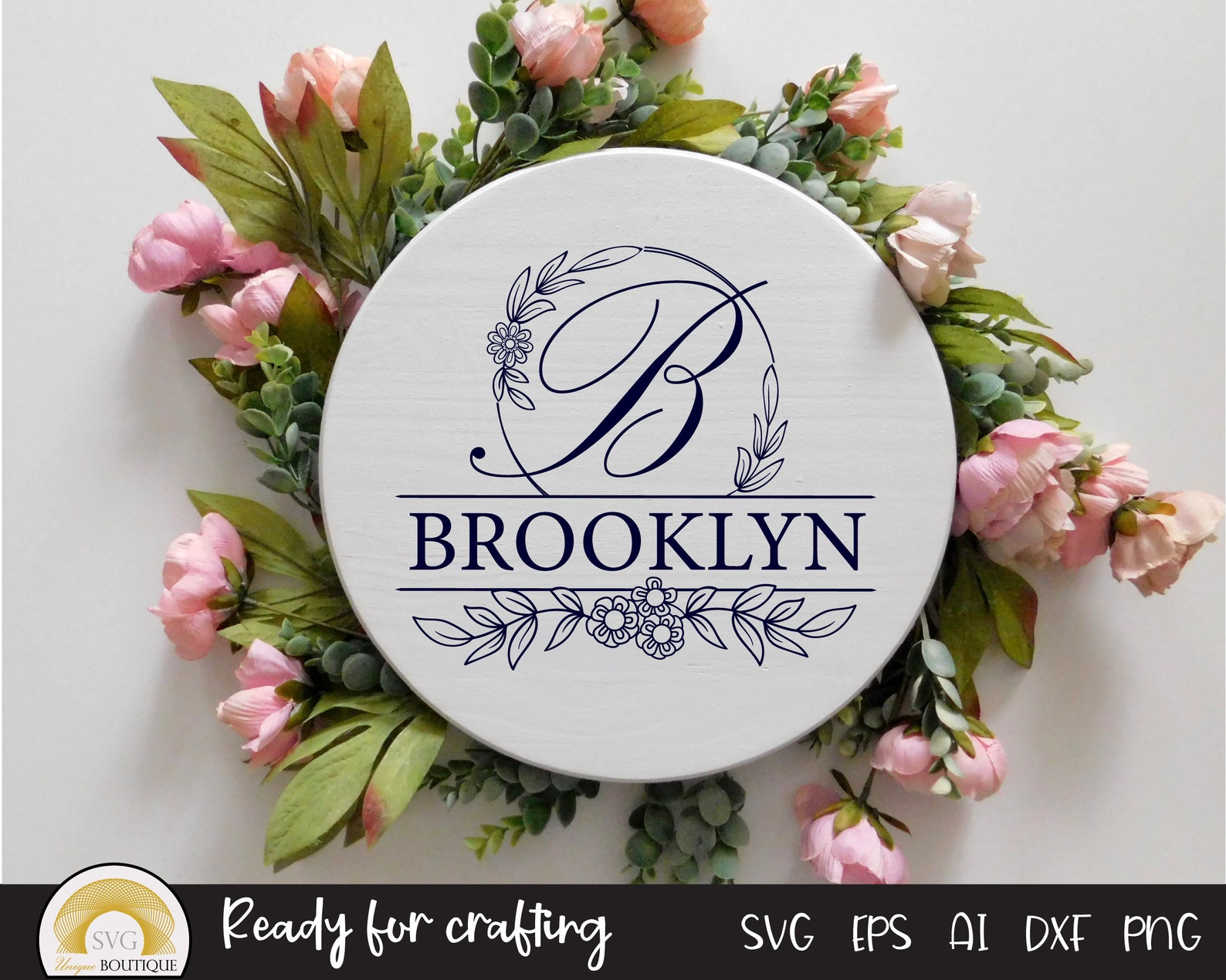 Flourish Split Monogram Letters Svg Floral Monogram Frame | Etsy