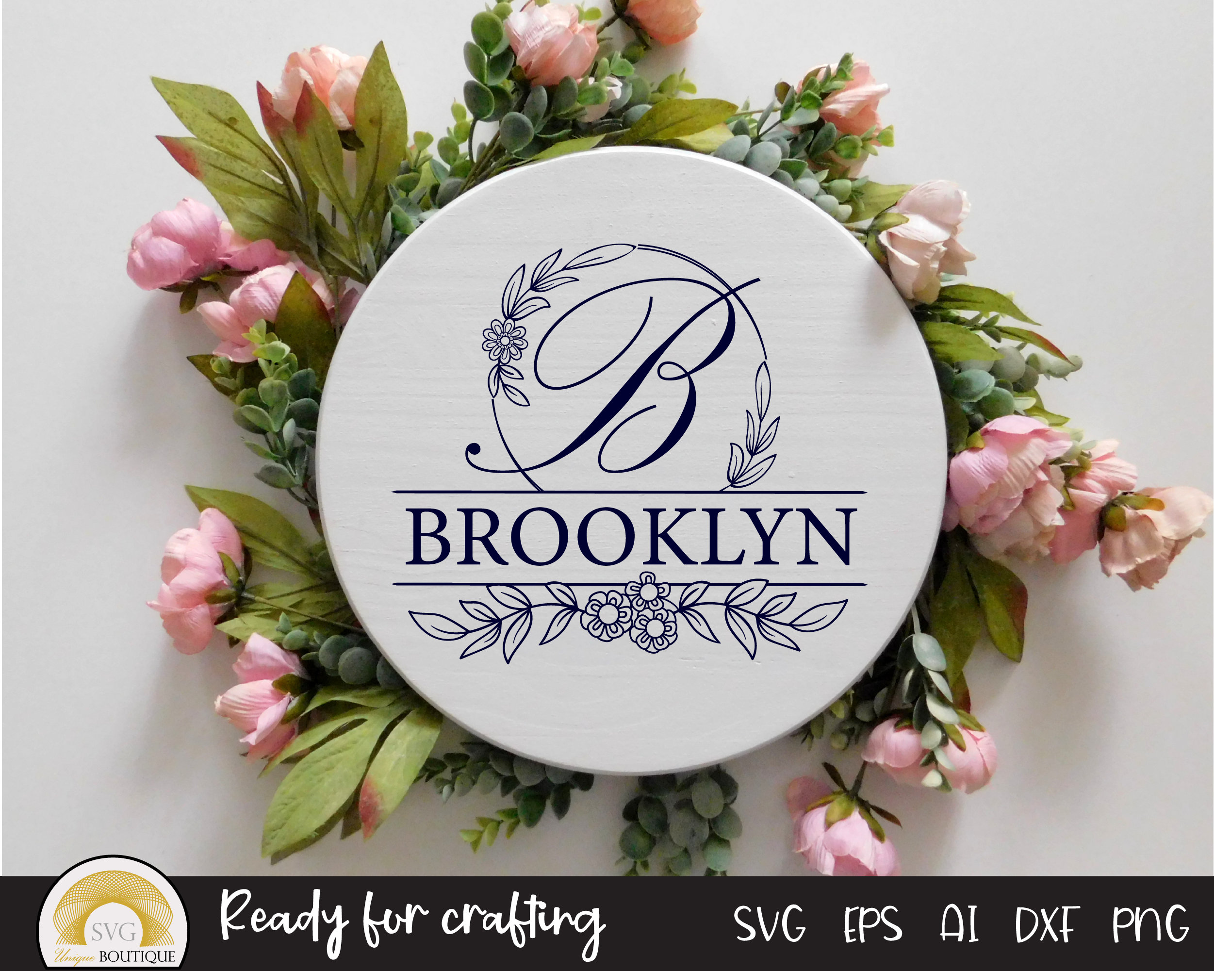 Flourish Split Monogram Letters Svg Floral Monogram Frame | Etsy