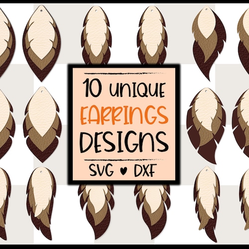 Feather Earring Svg Earring Template Svg Files for Cricut - Etsy