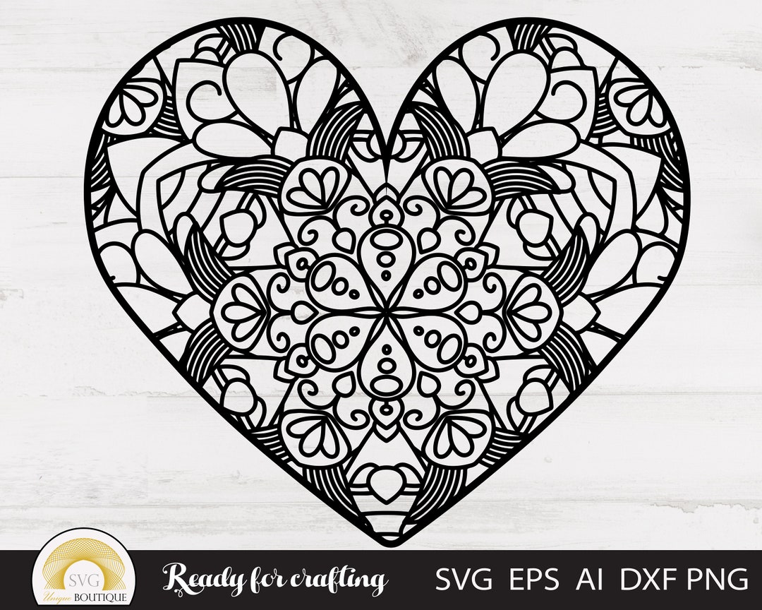 Mandala Svg, Heart Svg, Love Svg, Valentine Svg, Svg Files for Cricut ...