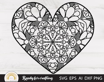 Mandala Svg Heart Svg Love Svg Valentine Svg Svg Files for | Etsy