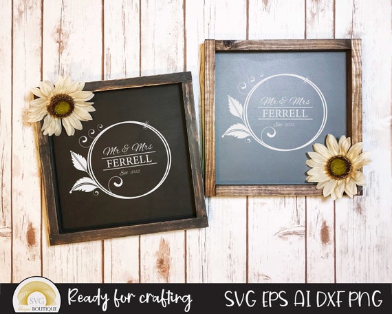Wedding Monogram Frame Svg Mr and Mrs SVG Anniversary Svg | Etsy