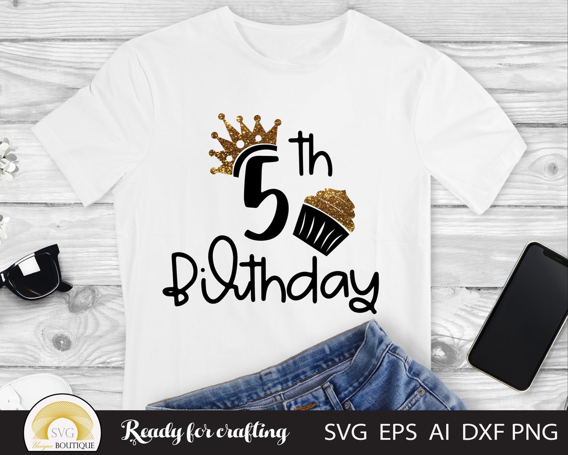 5th Birthday svg Fifth Birthday svg Birthday Girl svg Happy | Etsy