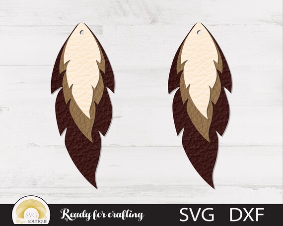 Feather Earring Svg Earring Template Svg Files for Cricut | Etsy