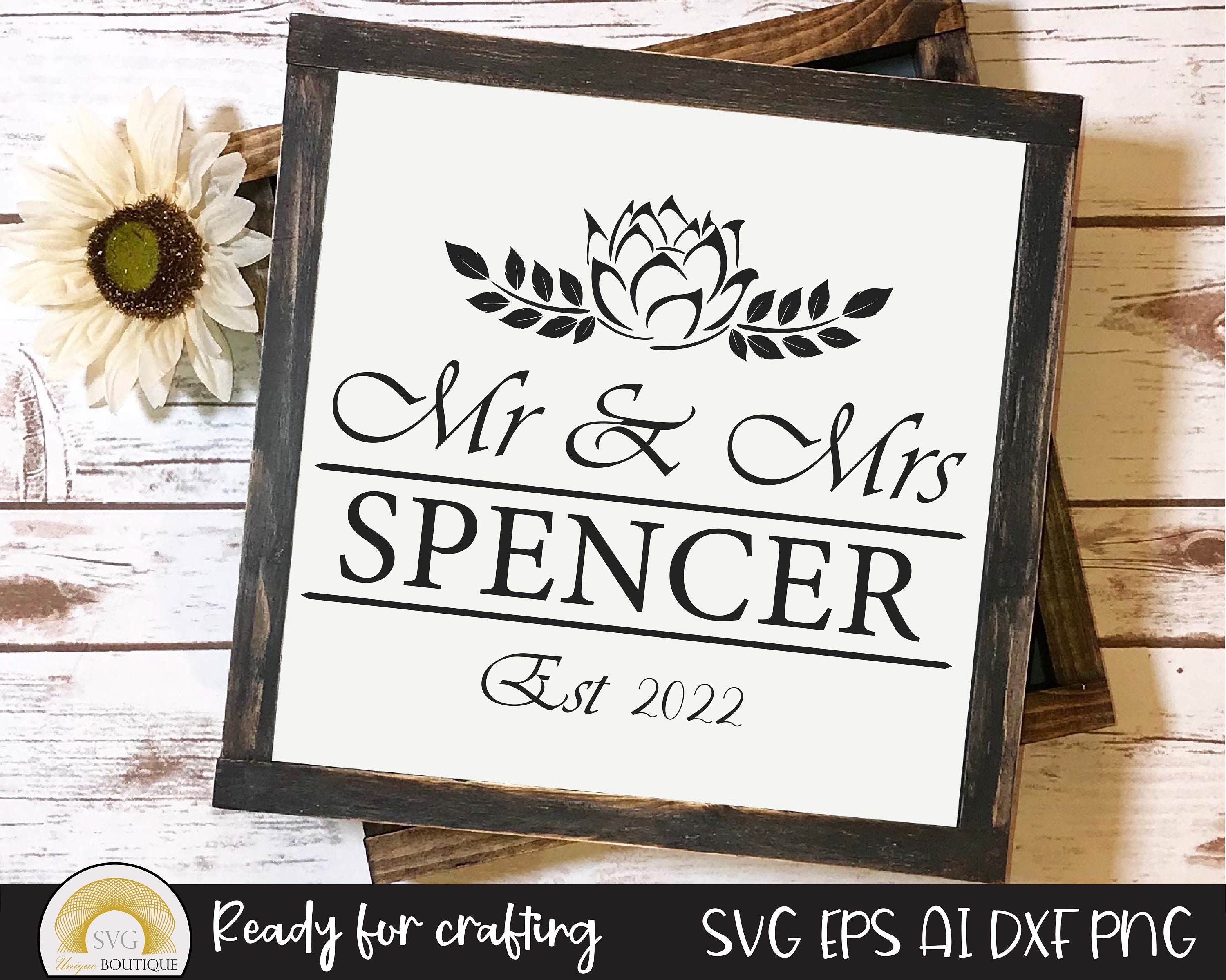 Wedding Monogram Frame Svg Mr and Mrs Svg Svg Files for | Etsy