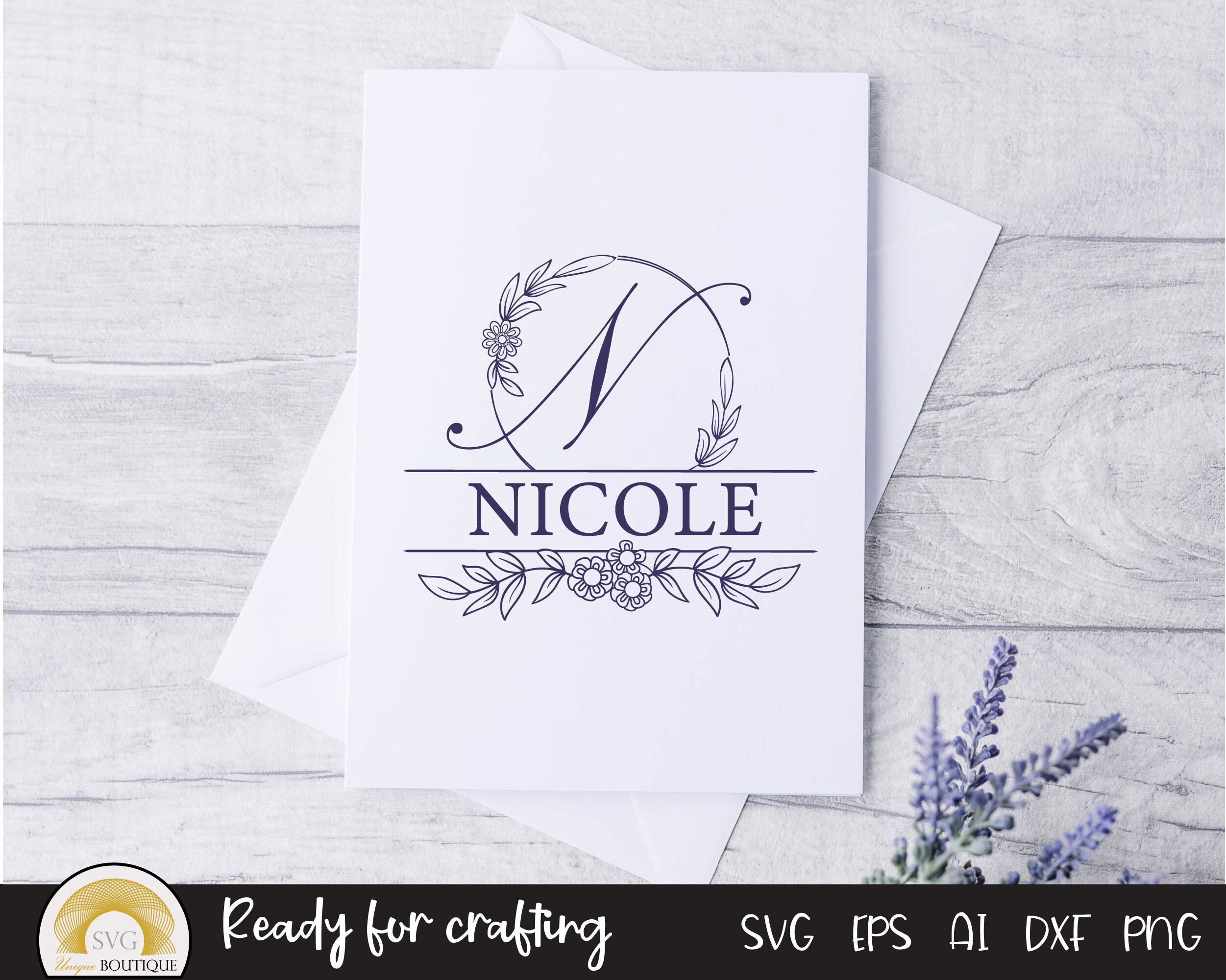 Flourish Split Monogram Letters Svg Floral Monogram Frame | Etsy