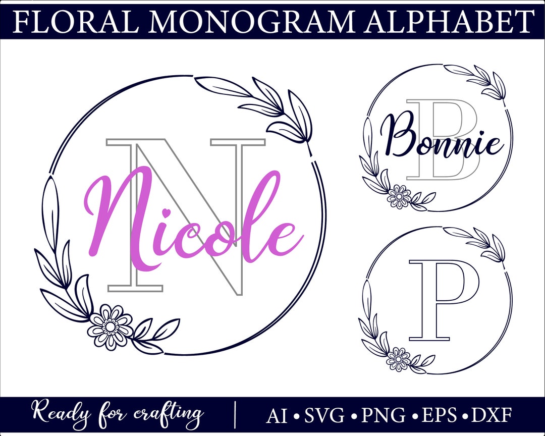 Flourish Monogram Letters Svg Floral Monogram Frame Svg Svg - Etsy