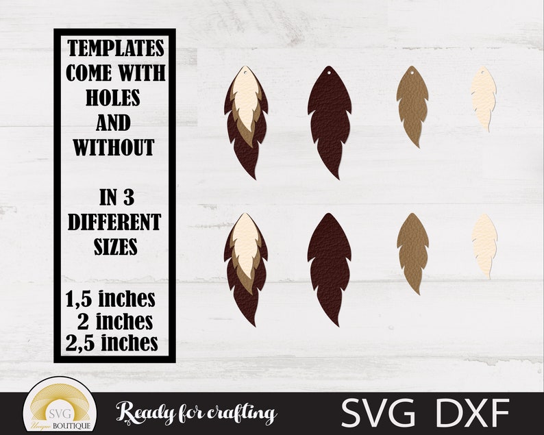 Feather Earring Svg Earring Template Svg Files for Cricut - Etsy