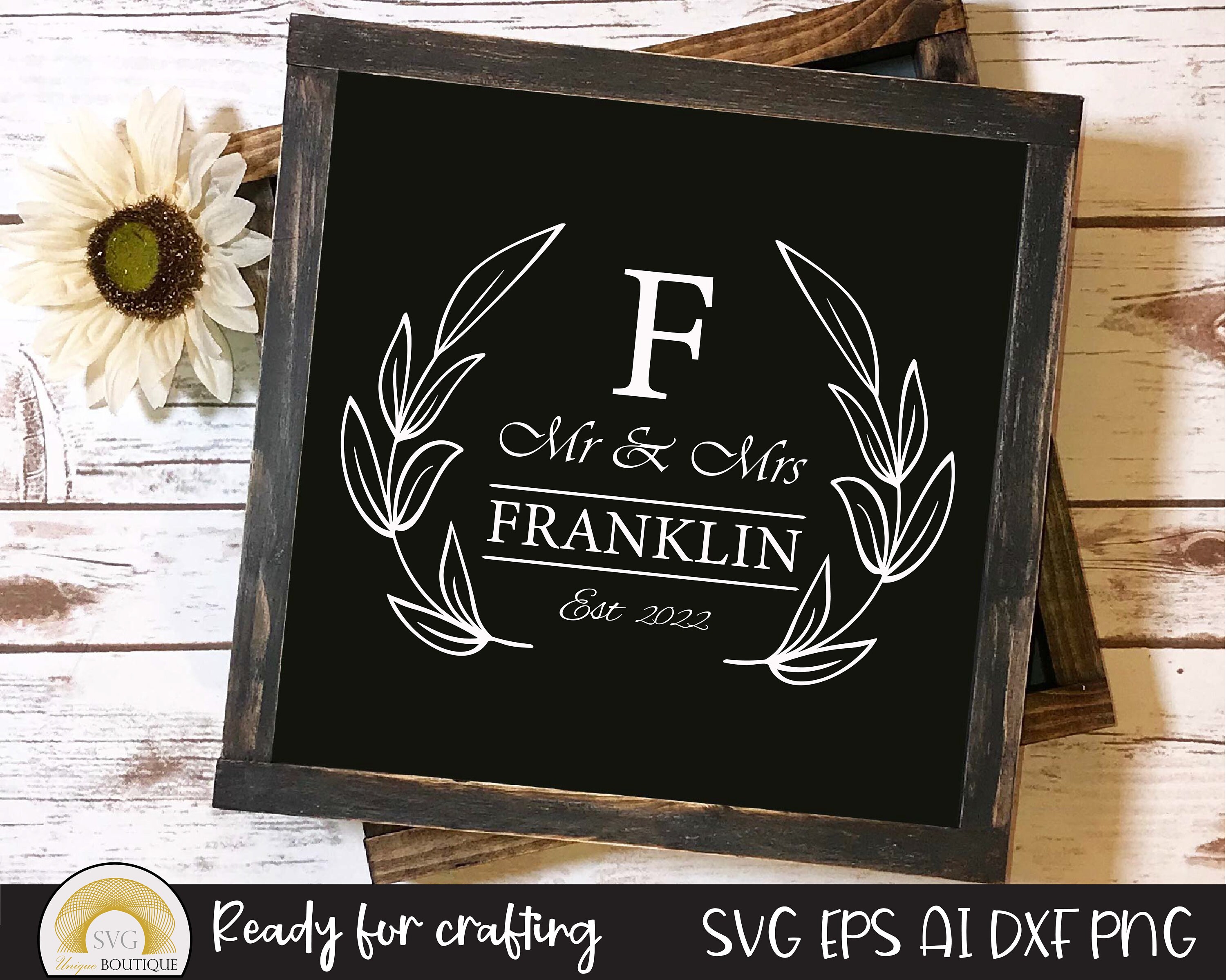 Wedding Monogram Frame Svg Mr and Mrs Svg Svg Files for | Etsy