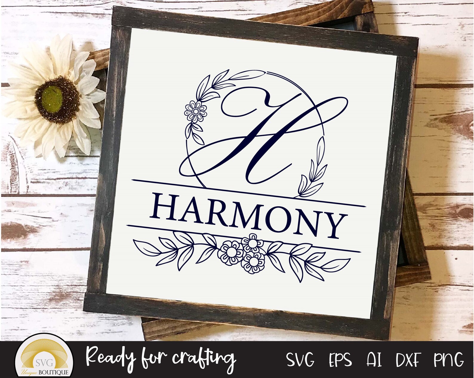 Flourish Split Monogram Letters Svg Floral Monogram Frame | Etsy