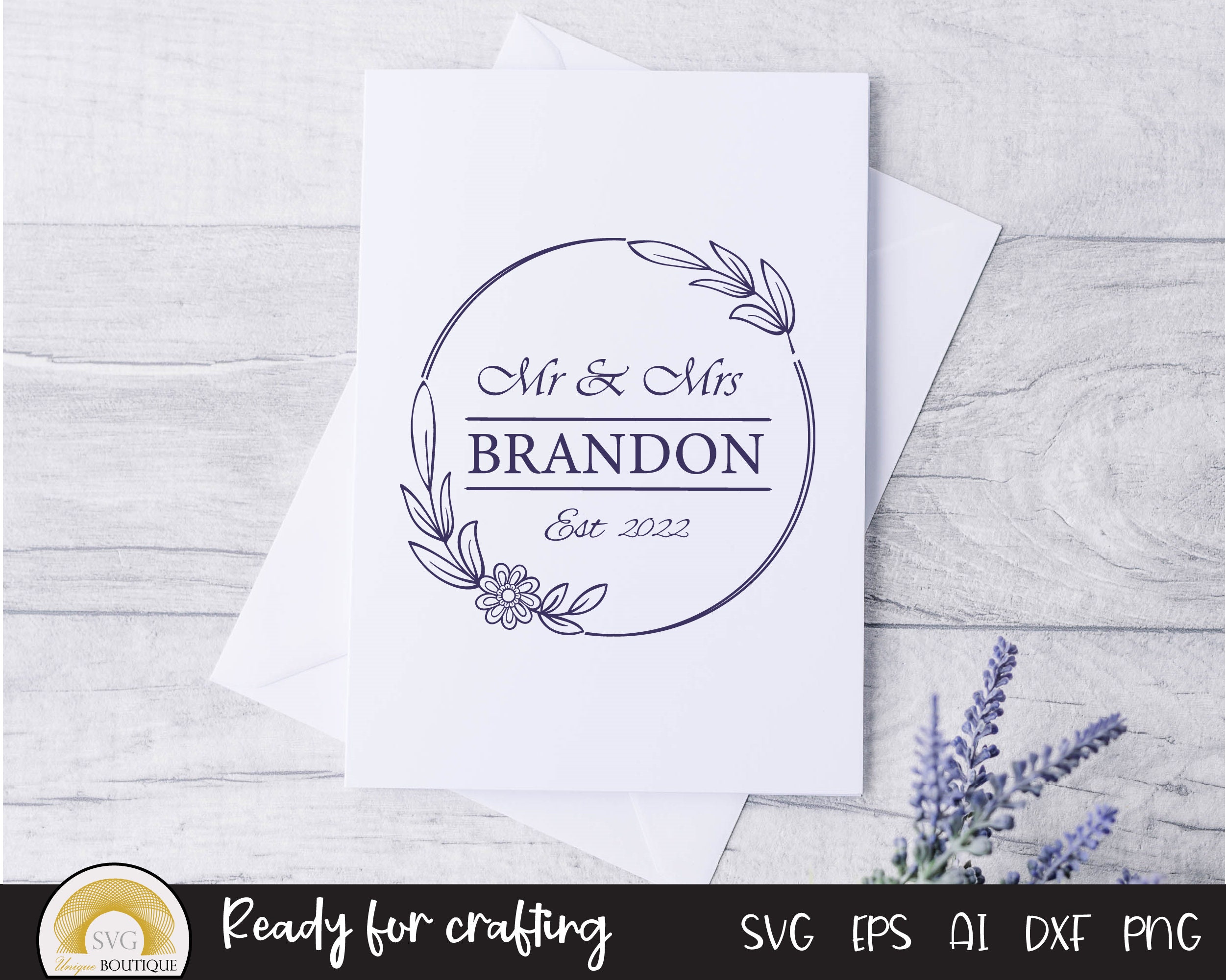 Wedding Monogram Frame Svg Mr and Mrs Svg Svg Files for | Etsy