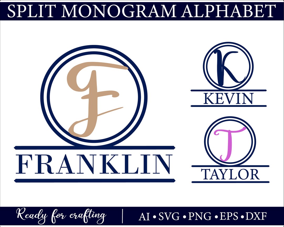 Split Monogram Letters Svg, Monogram Frame Alphabet, Svg Files for ...