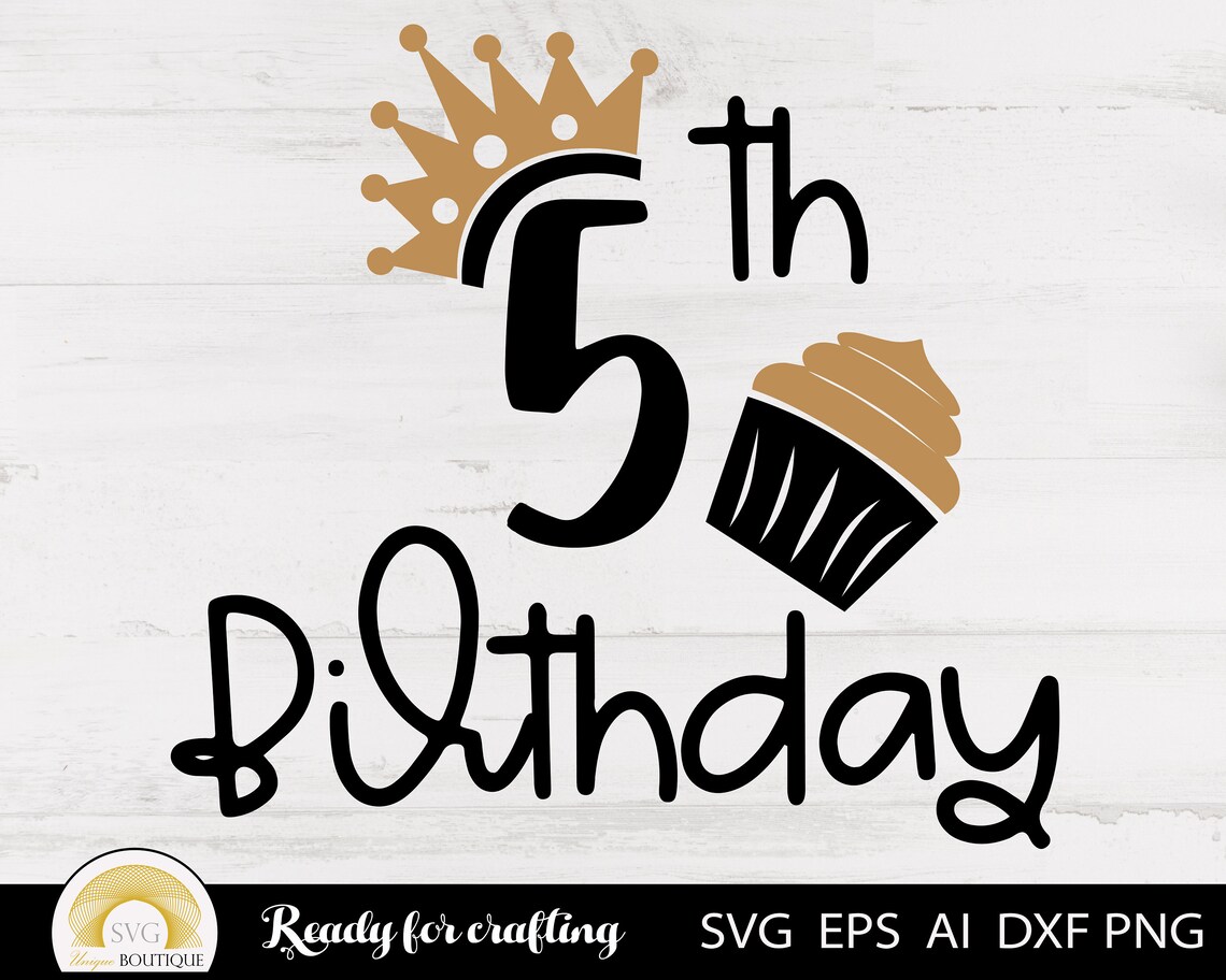 5th Birthday svg Fifth Birthday svg Birthday Girl svg Happy | Etsy